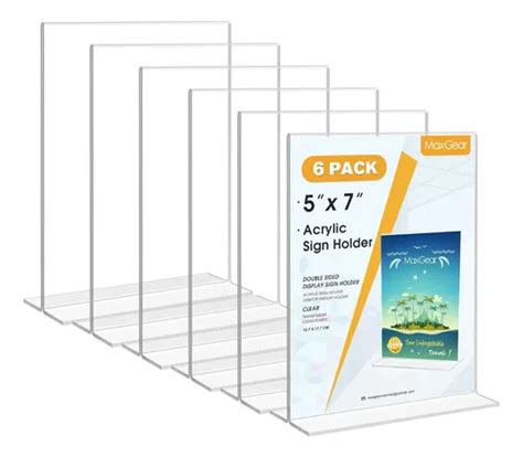 Maxgear Paquete De 6 Soportes Acrílicos Para Letreros De 5 X Envío Gratis