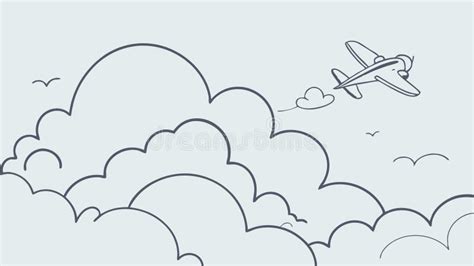 Airplane In Clouds Vector Travel And Aviation Design Element Graphic Generative Ai Stock