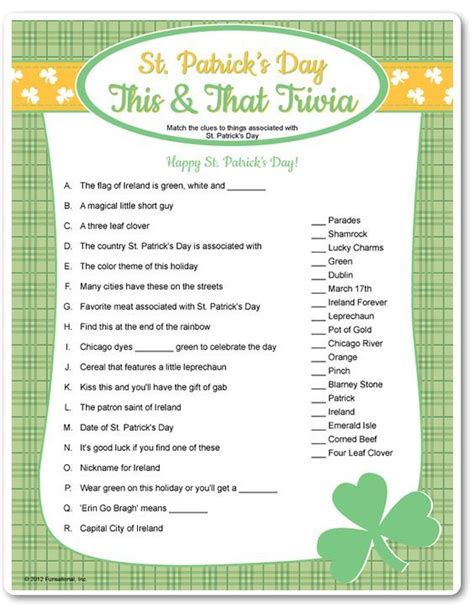 Irish Trivia Questions And Answers Printable