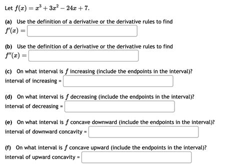 Solved Let Fxx33x2 24x7a ﻿use The Definition Of A