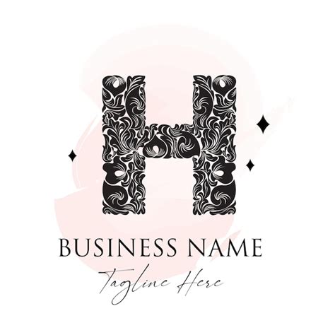Premium Vector H Initial Letter Logo Floral Handdrawn
