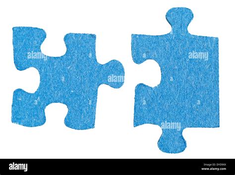 Two Separated Jigsaw Puzzle Pieces Isolated On White Background Stock