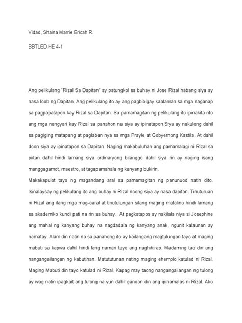 Vidad Rizal Sa Dapitan Pdf