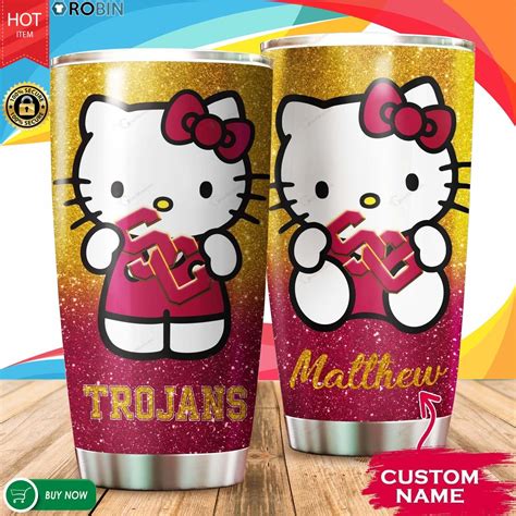 Personalized Hello Kitty Hug Usc Trojans 20oz Tumbler Robinplacefabrics