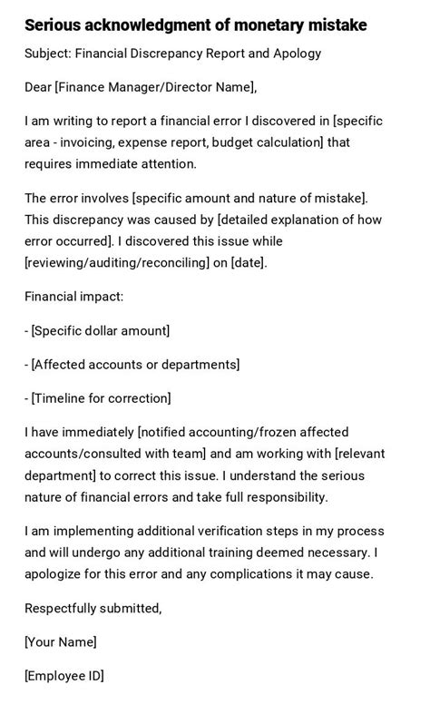 Explanation And Apology Letter For Mistake At Work