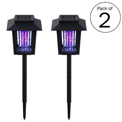 Solar Bug Zapper Set 2 Pack Outdoor Uv Mosquito Repellent Stake Set