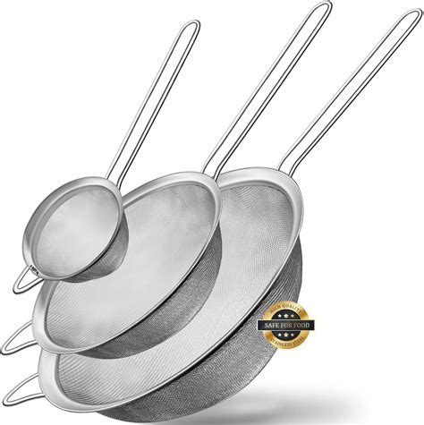 U Chef Juego De 3 Coladores De Cocina De Malla Fina De Acero Inoxidable