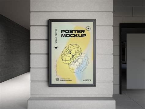 거리 광고 포스터 모형 이 벽 에 매달려 있다 프리미엄 Psd 파일