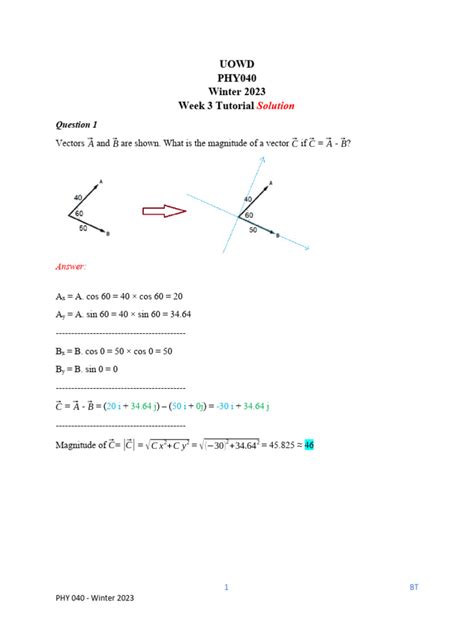 tutorial 3 solution pdf equations euclidean vector