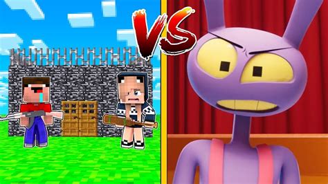 ДЖЕКС ИЗ ЦИФРОВОГО ЦИРКА ПРОТИВ САМЫЙ ЗАЩИЩЕННЫЙ ДОМ В МАЙНКРАФТ НУБ И ДЕВУШКА ПРО 100 ТРОЛЛИНГ