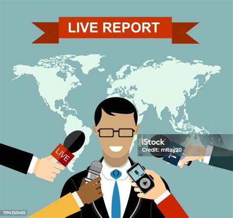 기자 회견 세계 라이브 Tv 손 의 기자 마이크 인터뷰 개념 기사 출판에 대한 스톡 벡터 아트 및 기타 이미지 기사 출판 기자 회견 녹음 장비 Istock