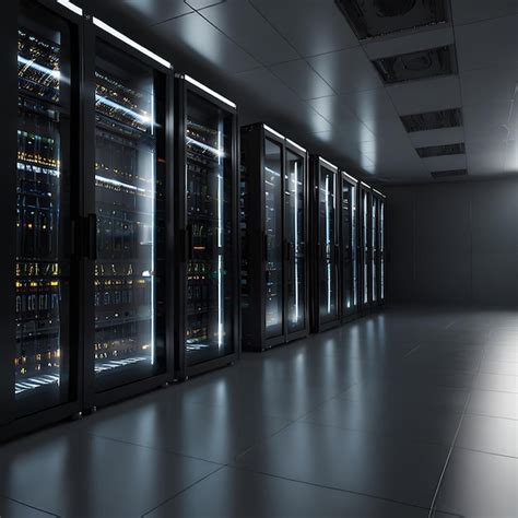 A Modern Data Center With Rows Of Illuminated Server Racks Premium Ai