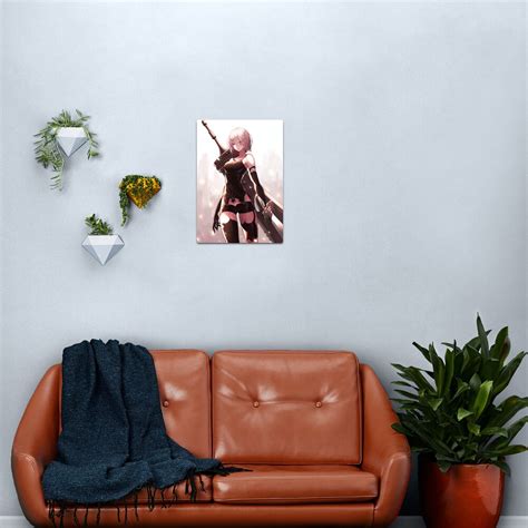YoRHa A Nier Automata Lewd Sexy Tits Boobs Anime Hentai Android Girl Sword Metal Print For