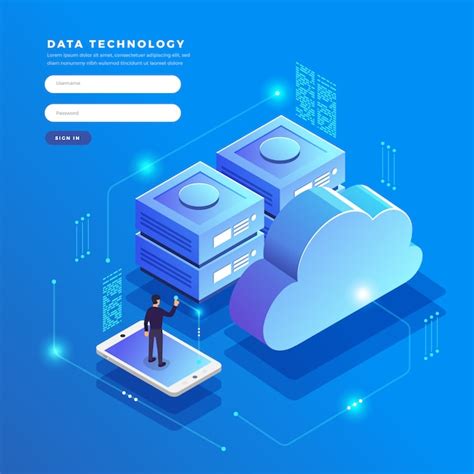 Premium Vector Isometric Concept Cloud Technology Data Transfer And Storage Connecting