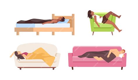 Premium Vector People Sleep People Asleep In Beds Armchairs And Sofas