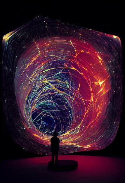 Premium Ai Image Person Standing In Front Of Large Screen Generative Ai