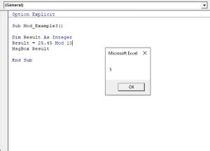 How To Use The Mod Operator In VBA VBA And VB Net Tutorials Education And Programming Services