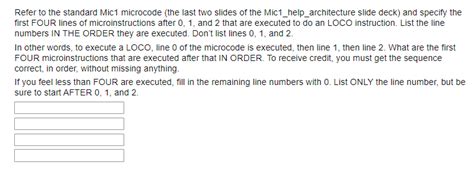 Solved Refer To The Standard Mic Microcode The Last Two Chegg