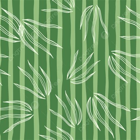 Random Doodle Grasss Seamless Pattern On Stripe Background Garden