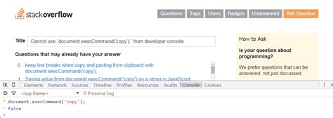 Javascript Cannot Use `documentexeccommandcopy` From Developer
