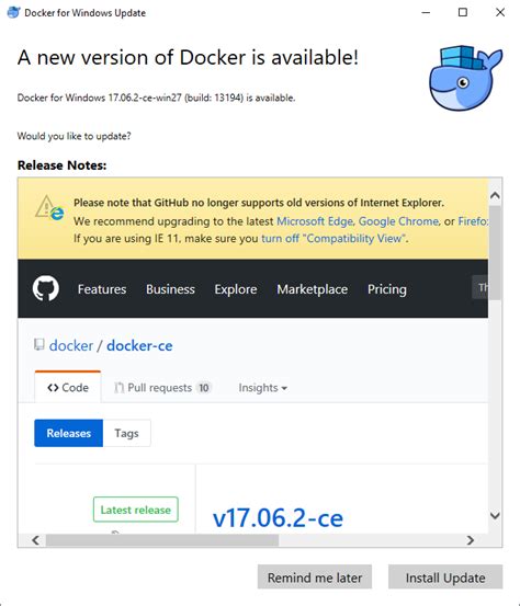 Internet Explorer Is Deprecated For Github So Please Dont Embed It · Issue 1070 · Dockerfor