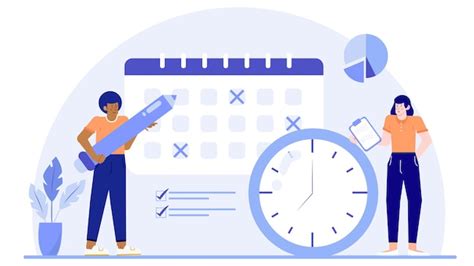 Premium Vector Two Person Are Setting Project Timelines