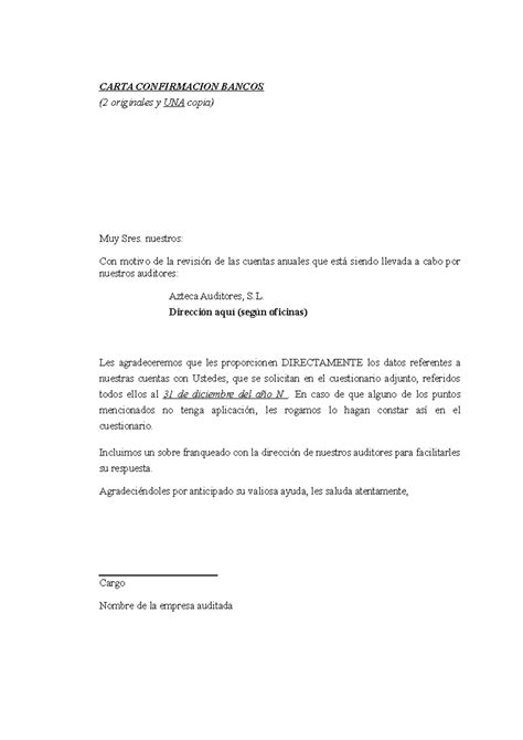Ejemplo De Carta De Confirmación De Evento