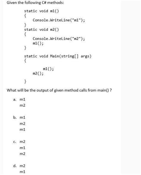 Answered Given The Following C Methods Static Bartleby