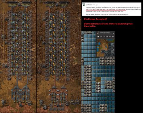 One Miner Filling Two Blue Belts R Factorio