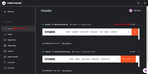 Fabrik Elementor Theme How To Edit The Header Section Vamtam Help Desk