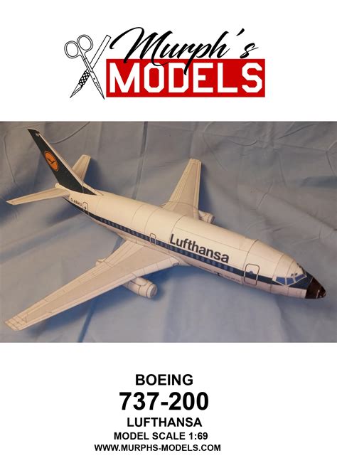 1 69 Boeing 737 Classic Lufthansa Airlines Paper Model Ecardmodels