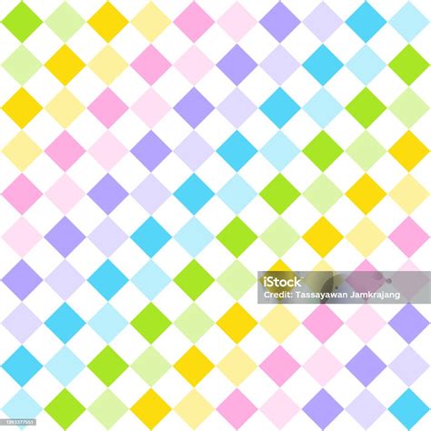 귀여운 파스텔 레인보우 다이아몬드 스퀘어 추상 모양 대각선 요소 깅엄 체크 무늬 타탄 격자 무늬 스콧 패턴 플랫 만화 벡터 원활한 패턴 인쇄 배경 패션 패브릭 피크닉 매트