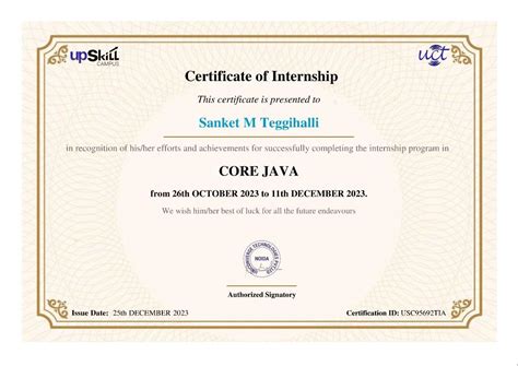 Sanket M Teggihalli On Linkedin Upskillcampus Iotacademy Internship Corejava Java Programming