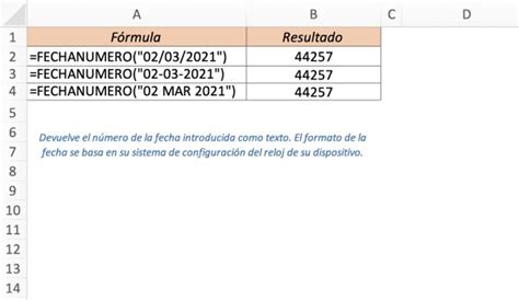 La función FECHANUMERO de Excel Como usarla y ejemplos