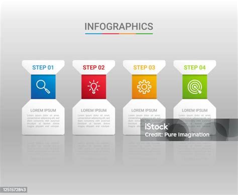 비즈니스 데이터 시각화 회색 배경에 4 단계와 인포 그래픽 템플릿 벡터 일러스트 0명에 대한 스톡 벡터 아트 및 기타 이미지 0명 4가지 개체 개념 Istock