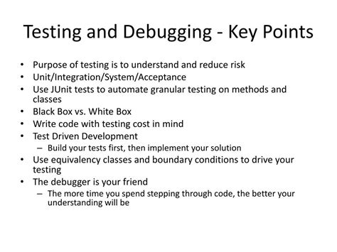 Ppt Testing And Debugging Pt2 Intro To Complexity Powerpoint