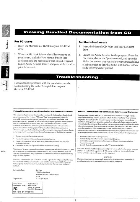 Microtek Mrs 2400fu Image Scanner With Usb And 1994 Interface User Manual