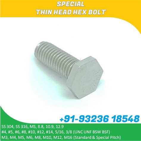 Bolt Diameter M16 16 Mm Thin Head Hex Bolt Stainless Steel At ₹ 2 50 Piece In Vasai Virar