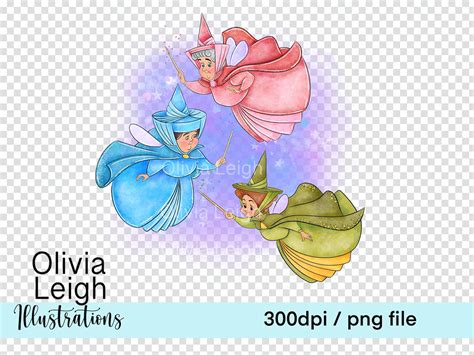 The Good Fairies Sleeping Beauty Princess Clipart Png Files Etsy