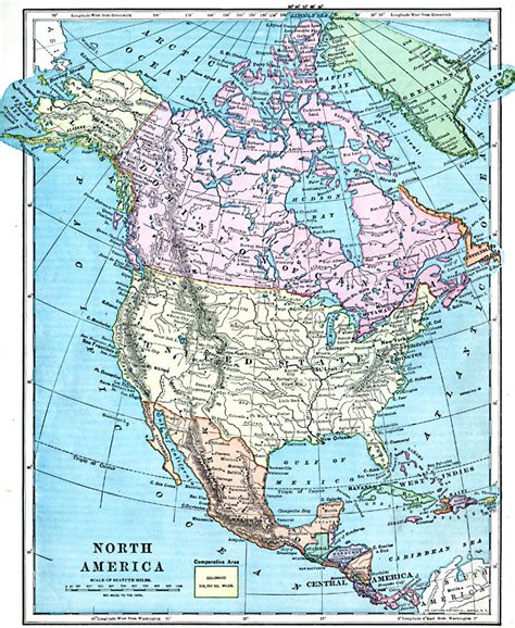 Map Of North America Latitude Map Of North America Countries Jvph