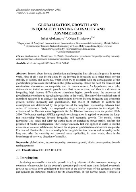 Pdf Globalization Growth And Inequality Testing Causality And