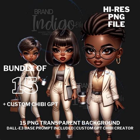 Chibi Style African American Woman Png Collection Fashionable Chibi