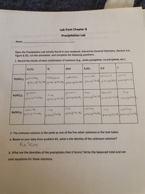 Solved Lab From Chapter 8 Precipitation Lab Name Open The