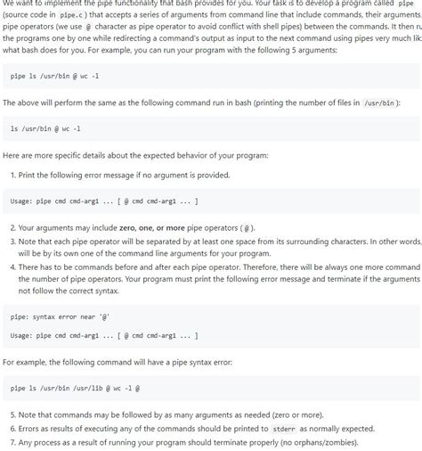 We Want To Implement The Pipe Functionality That Bash