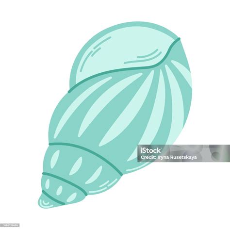 길쭉한 줄무늬 조개 껍질 바다 달팽이 수중 조개껍데기 그림 흰색 배경에 분리된 현대적인 평면 스타일의 그림 가리비에 대한 스톡 벡터 아트 및 기타 이미지 Istock