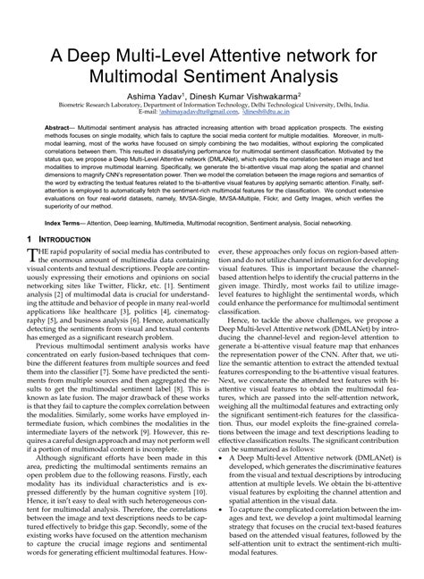 Pdf A Deep Multi Level Attentive Network For Multimodal Sentiment