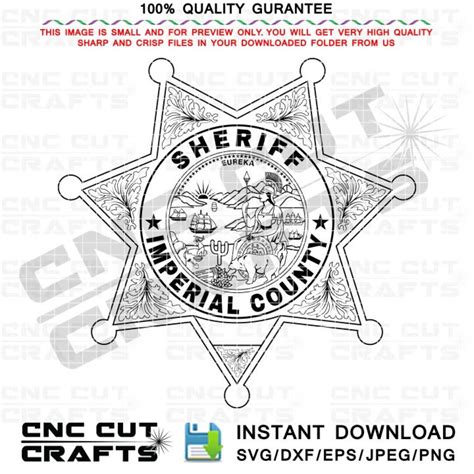 Imperial County Sheriff Svg Star Badge Vector Cnc Router Cricut Laser