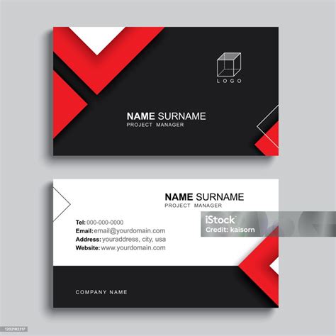 최소한의 명함 인쇄 템플릿 디자인 블랙과 레드 컬러의 심플한 클린 레이아웃 0명에 대한 스톡 벡터 아트 및 기타 이미지 0명