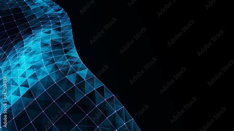Digital Data Visualization Cybernetic Particles Low Poly Mesh Flow