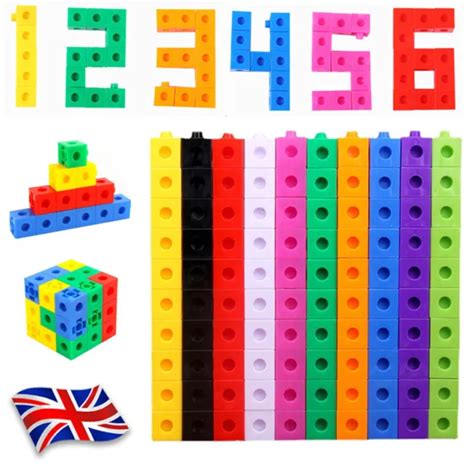 100x 2cm Interlocking Linking Snap Cubes Counting Maths Home Schooling